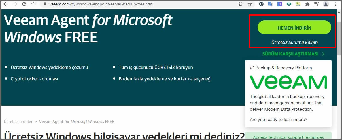 Veeam Agent for Microsoft Windows Free Kurulum ve Baremetal Backup ...